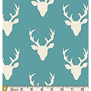 Teal and Gray Woodland Deer Fabric Bundle | Boys Quilt Fabrics | Hunting Fabrics | Buck Head Fabrics for Quilting | Deer Fat Quarters | Art Gallery Fabrics (Fat Quarters)
