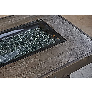 Outdoor GreatRoom Co Propane Fire Pit Table - Denali Gas Fire Pits for Outside Patio - 56 Inch Rectangular Concrete Firepit Fire Table with Matching Tabletop Cover, Metal & Wood Base, 80,000 BTU