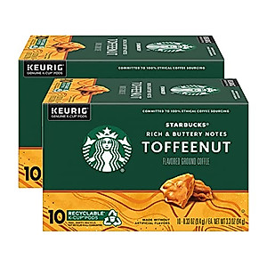 Starbucks Coffee Company Starbucks Flavored Ground Coffee K-Cup Pods, Toffeenut, Signature Collection, 100% Arabica Coffee, Recyclable K-Cups, 10 K-Cup Pods/Box (Pack of 2 Boxes)