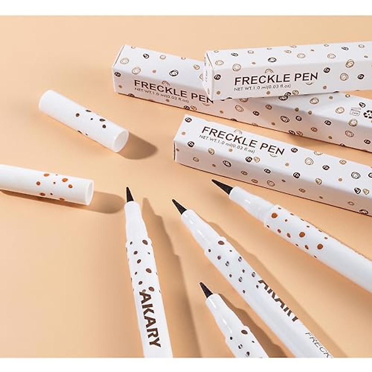 AKARY Freckle Pen Professional Lifelike Face Concealer Point Out Natural Waterproof Longlasting Soft Artificial Fine Makeup Freckle Pen Life Face Decoration (#01 Light Brown)