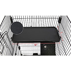 3 Levels Chinchilla Ferret Hamster Pet Crate with Caster Tray and Urine Guard (Black)