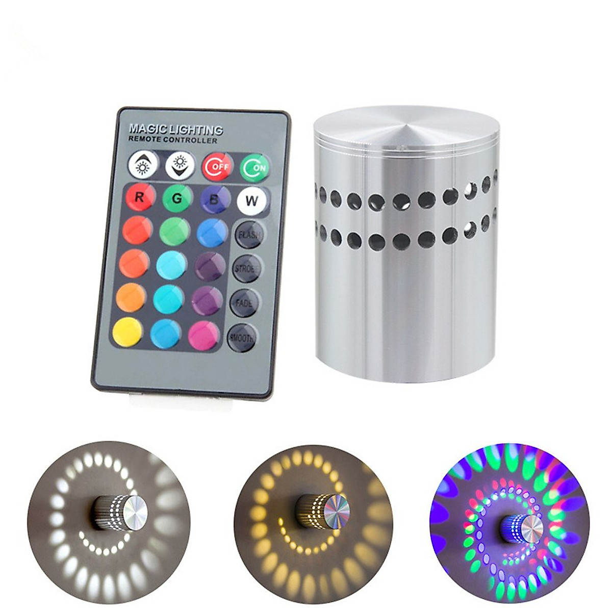 YJYdada Colorful RGB Spiral Hole Wall Lamp Surface Wall Install Home Decor LED Light Luminaire Lighting