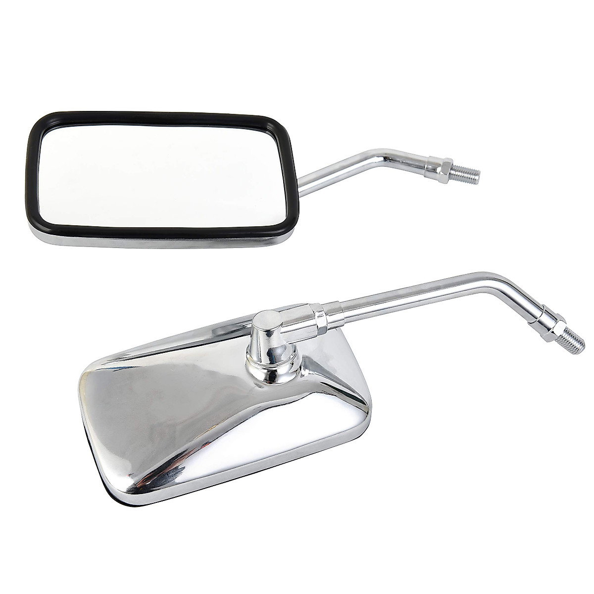 10 mm Bolt Chrome Motorcycle Universal Handlebar Rear view Side Mirrors for Harley Kawasaki Suzuki Aprilia Street Bike Cruiser Scooter Mirror SIZE:125mm X 70mm