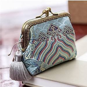 Jan&Dee Original Hand-made Silk Tapestry Satin Top Grade Exquisite Buckle Coin Purse