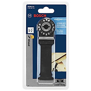 BOSCH OSM114 1-Piece 1-1/4 In. StarlockMax Oscillating Multi Tool Wood Curved-Tec High-Carbon Steel Plunge Cut Blade for Extreme-Duty General-Purpose Applications in Wood