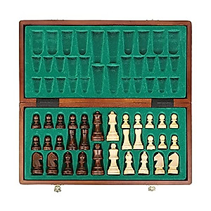 THPT High Class Wooden Chess Set, Magnetic Chess Pieces, Folding Chessboard, Universal Standard Board Game for All Ages, 40 x 40 cm Board Games (Color : Mahogany Material)