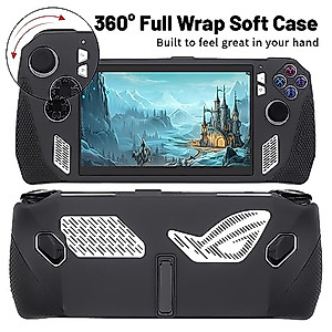 LUPAPA Protective Case for ROG Ally with Kickstand, Protective Shell for ROG Ally Made of Silicone for Anti-slip and Anti-drop, Accessories for ROG Ally Gaming Handheld (Black)