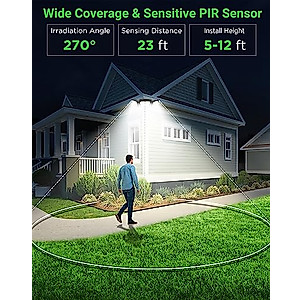 DeckTok Solar Lights Outdoor Indoor, 3500LM 350 LEDs 3 Modes Motion Sensor Solar Flood Light with Separate Solar Panel, 270° Wide Angle Illumination Waterproof Security Light for Yard Barn, 1Pack