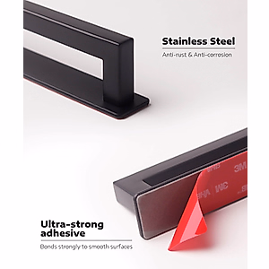 RVPEKUPE 2-Pack Adhesive Cabinet Handles Stick On Handle Self Stick Drawer Pulls No Drill Cabinet Pulls for Cabinet Closet Glass Sliding Shower Door Handle - 6", Black