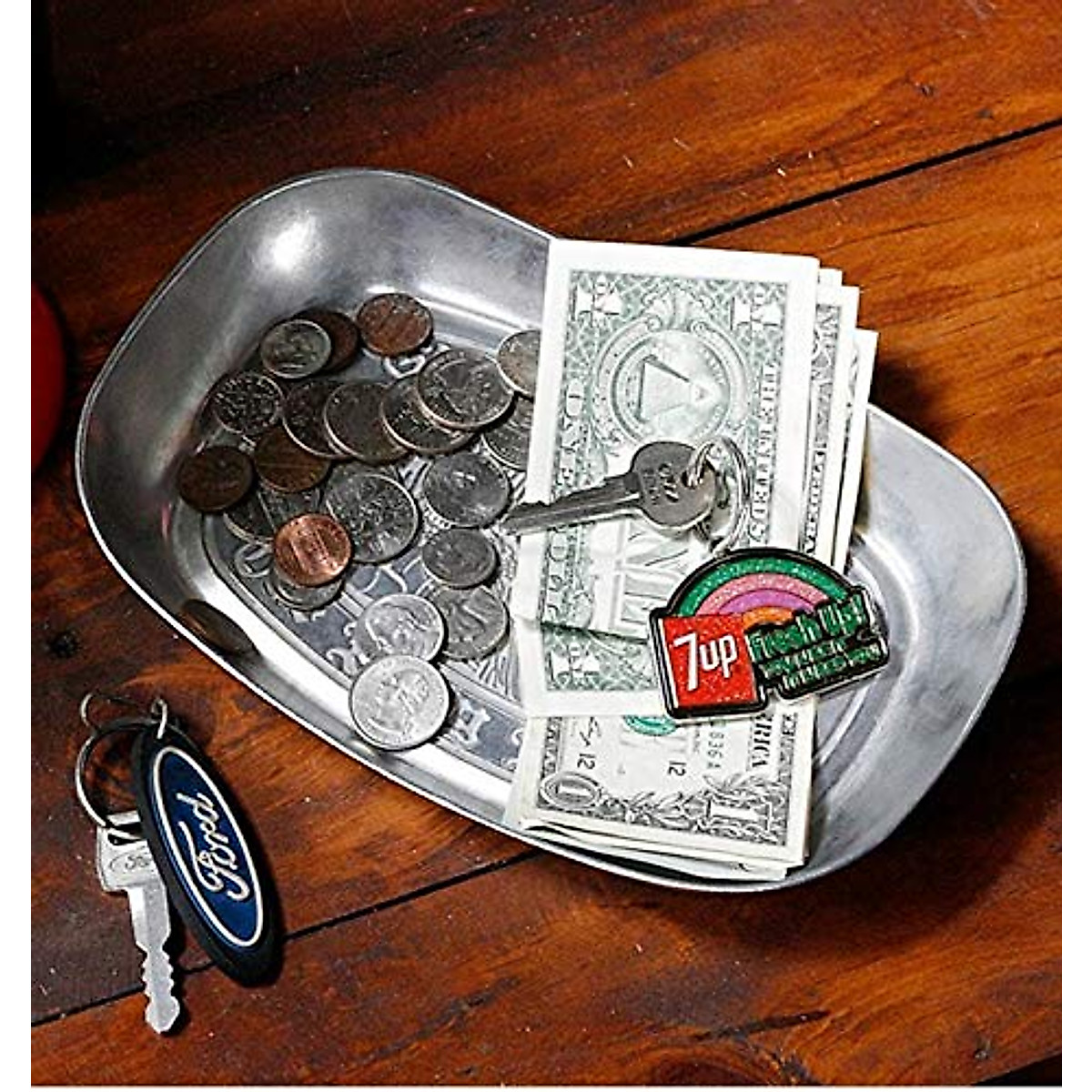 Aluminum Tray - for Bread, Keys, Phone, Jewelry, Watch, Wallet, Trinket, 8.75 Inches, Durable Rectangular Retro Trays