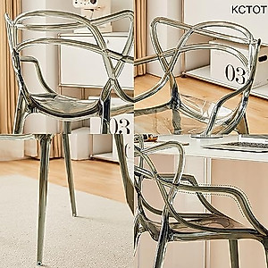 One-Piece Acrylic Stool Arc Backrest Stackable Clear Sitting Stool Ergonomics Transparent Stool Crystal Chair Non-Slip Mat (Color : F)