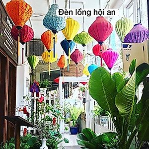4 Vietnamese Bamboo Silk Lantern 14” Hoi an Lamp Vietnam Balloon Chandeliers Décor Wedding Garden Party Yard Outdoor Indoor Holiday Asian Traditional Decoration 2RND-35-WHI-4PCS