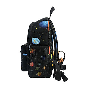 Custom Universe Solar System Kids Backpack for Girls Boys, Space Planets Toddler Casual Daypack Backpacks, Personalized with Kid's Name Preschool School Bag, Children Travel Bookbag with Chest Strap