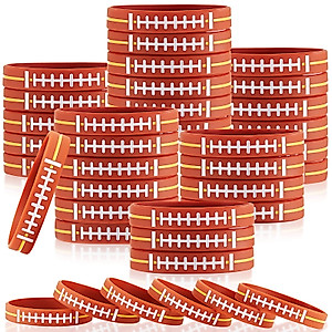 Zhanmai Football Silicone Wristbands Party Favors Football Stretch Sport Themed Supplies(48 Pieces)