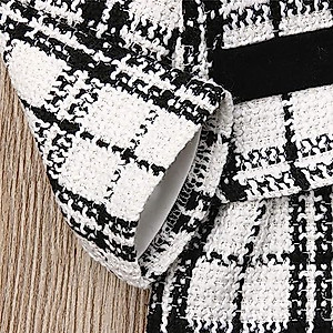 Rtnnsbbfcm Toddler Baby Girl Outfits Plaid Long Sleeve Tops Cardigan +Short Skirt Fall Winter Clothes