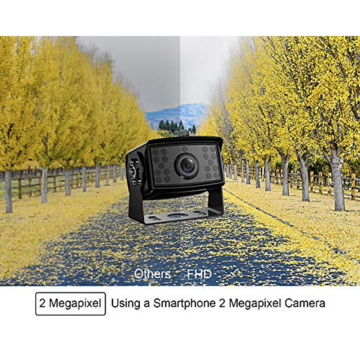 Fookoo Ⅱ 7" 1080P Wired Backup Camera System, 7-inch HD Dual Split Screen Monitor W/Recording IP69 Waterproof Front/Rear View Cameras Parking Lines for Truck/Trailer/RV (FHD2)