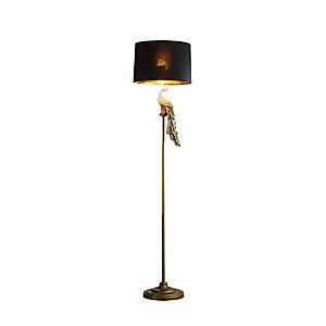 ORE International 64.5" in Modern Elegance Golden Peacock On A Pedestal Polyresin Floor Lamp
