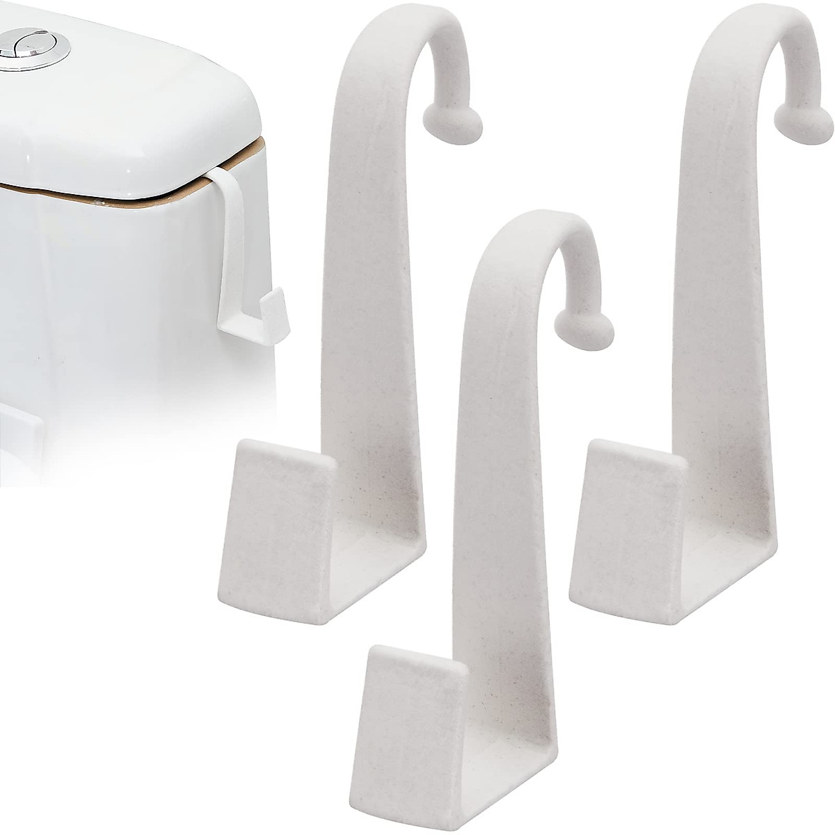 3 Pieces Velvet Potty Hook No Drill No Screw Multi Use Potty Seat Hook Toilet Seat Holder for Hanging Training Seat White Toilet Tank Hook Potty Seat Hanger for Toilet Training