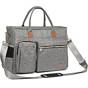 Rabjen Nurse Tote Bag for Work with Padded 15.6” Laptop Sleeve, Medical Supplies Shoulder Bag for Home Health Care