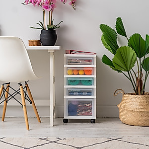 IRIS USA MC-341-NS Storage Drawer Cart, 5 WHT CLR, White