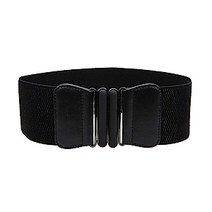 VOCHIC Wide Elastic Plus Size Belt for Women Cinch Waist Belt Stretch Waistband, Black, XXL(42"-47")