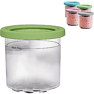 Ice Cream Pints Cups Reusable Ice Cream Pints Containers Kitchen Accessory with Lids for Ninja XSKPLID2CD, Compatible with NC299AMZ C300s Series to Ice Cream Mix Finished Products Storage (1PC Green)