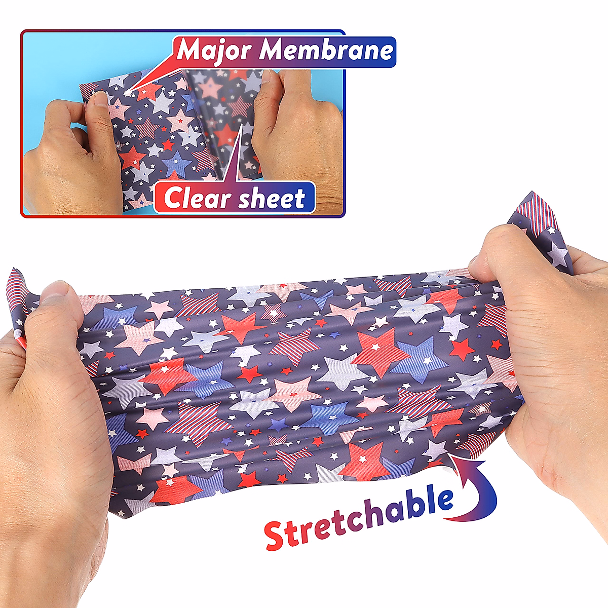 4th of July HTV Vinyl Bundle: Patriotic Heat Transfer Vinyl Red White Blue HTV Iron on Vinyl 10 Pack 12x10 Inch American Flag Pattern Sheets for Cricut