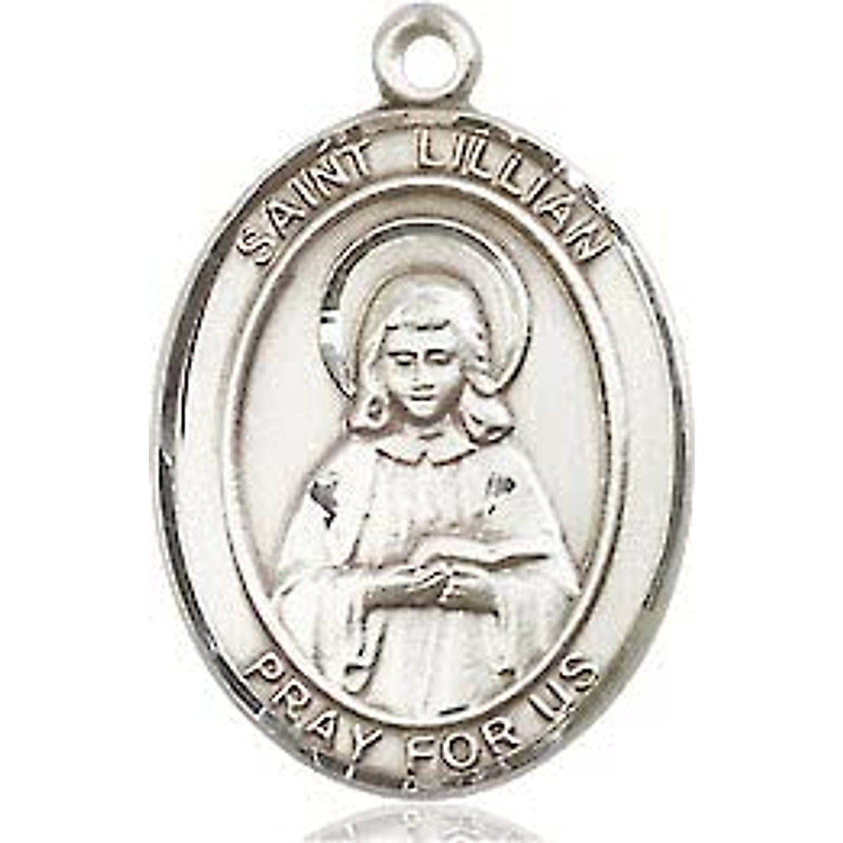 Extel Medium Oval Pewter St. Lillian Pendant with 18" chain, Made in USA
