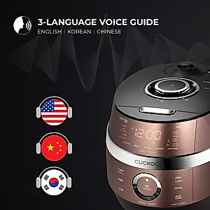 CUCKOO CRP-JHR1009F | 10-Cup (Uncooked) Induction Heating Pressure Rice Cooker | 19 Menu Options, Auto-Clean, Voice Guide, Made in Korea | Copper (Renewed) (Renewed)