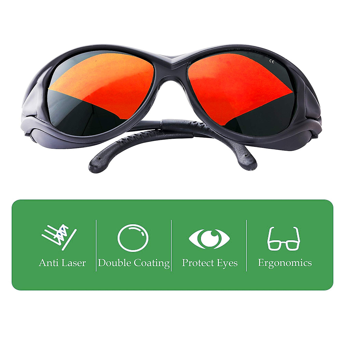Laser Safety Goggles 532nm OD 6+ Professional 180nm-532nm Wavelength Violet/Blue/Green Laser Protective Glasses for 405nm, 445nm, 450nm,473nm 532nm Laser Fit Dazzling Lasers, Like Engraving Machines