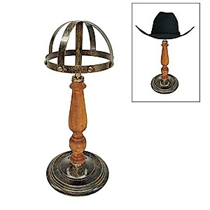 Owlgift Vintage Style Metal & Rustic Wood Stem Freestanding Hat Rack Storage, Cap Organizer, Wig Holder Display Stand - Bronze
