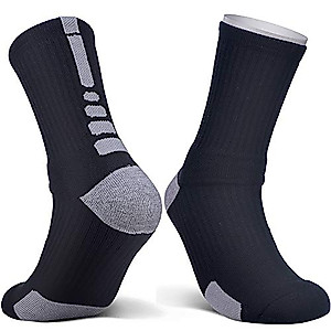 JHM mens Thick Protective Sport Cushion Elite Basketball Compression Athletic Socks, 5 Pairs Color#5, 6-13