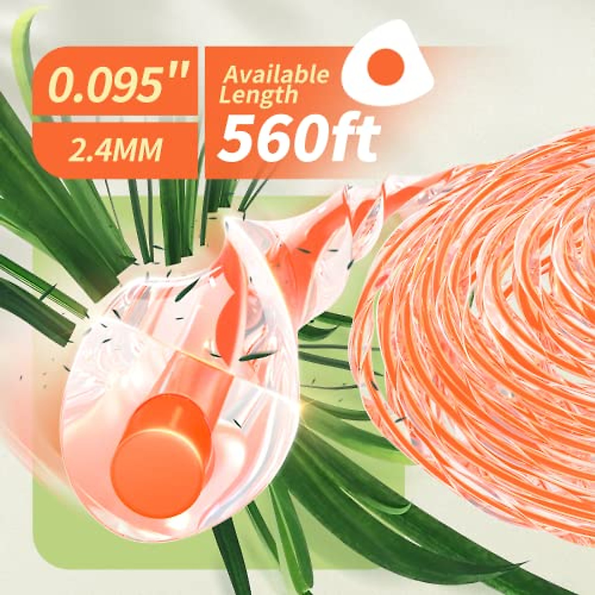 Eventronic Trimmer Line, 0.095-Inch Weed Eater String Line, Heavy Duty Weed Wacker String, 560ft Twist String Trimmer Line