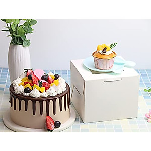 PQZKLDP 12Packs 6x6x5 Inches White Cake Boxes with Window, Gift Packing, Bakery Boxes, Dessert, Pastry, Cupcake, Pie Cookies, With Stickers,66 FT Twine (6 * 6 * 5 Inch, White)