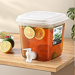 MISNODE Plastic Drink Dispenser Large Capacity 3.5L Beverage Dispenser Durable Dispenser Refrigerator Beverage Bucket Daily Use Drink Dispensers for Parties Camping Fridge