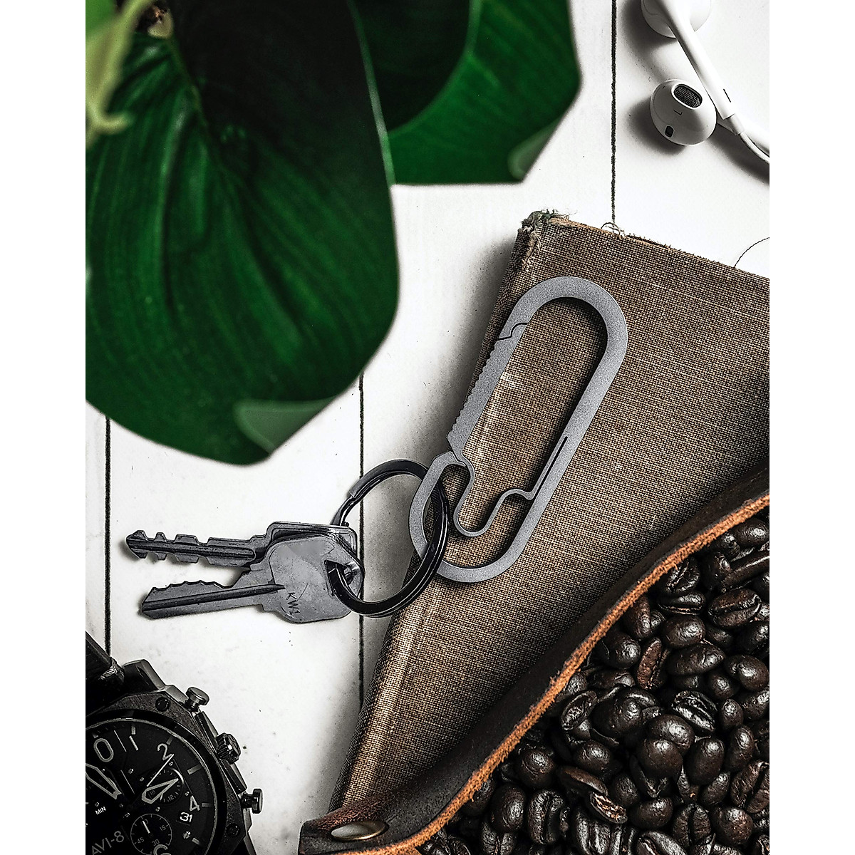 MØTH Titanium Carabiner Keychain -The Baxter - Ultralight Multipurpose Clip for Everyday Carry & Use - For Hiking, Camping, Daily Use, & More Flexgate Design - Strong & Durable - 2.75 x 1 x 1/8 Inches