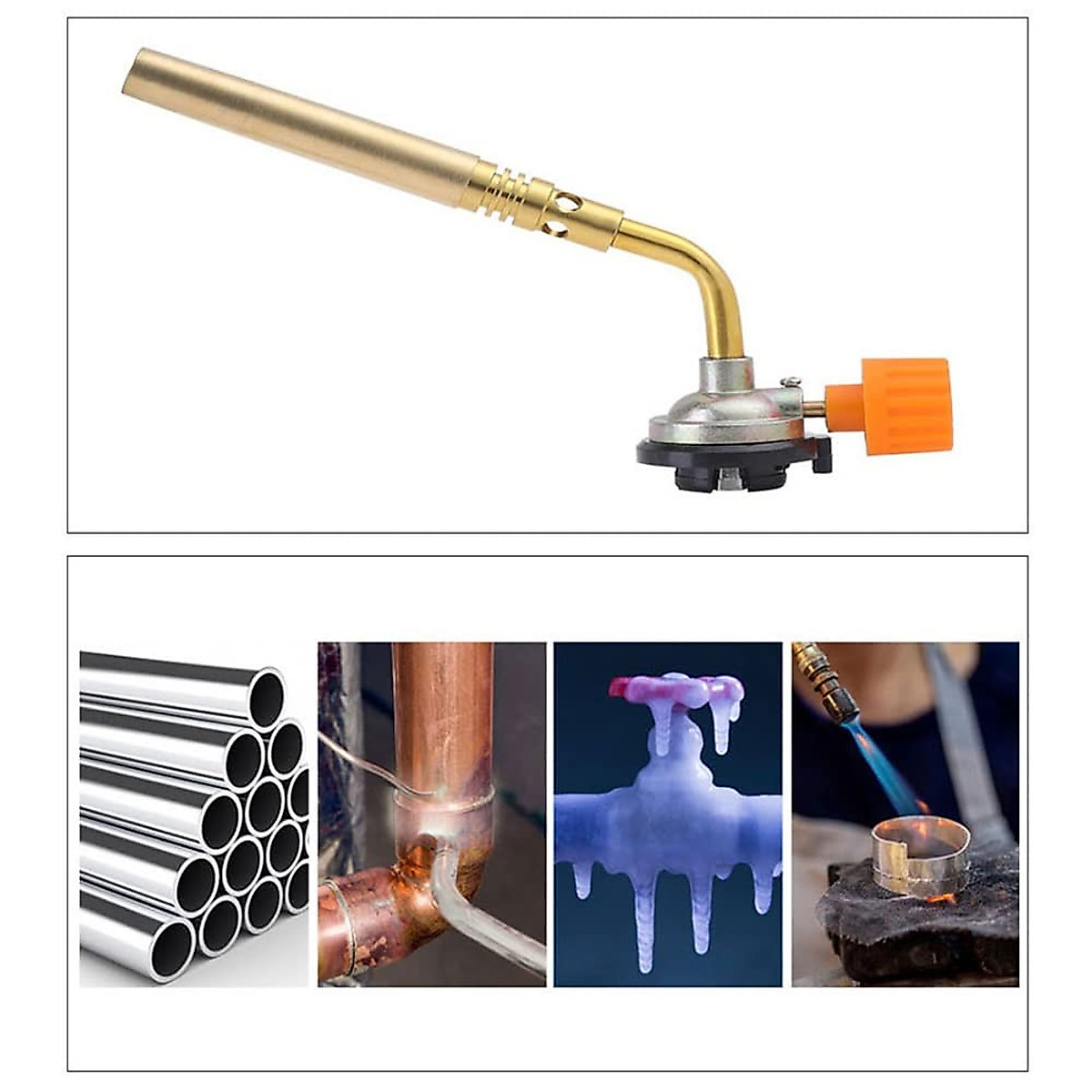 DONGLIANG High Temperature Portable Flamethrower Burner Welding Torch Butane Gas Blow Welding Torch Hand Ignition Camping Welding BBQ Tool Portable Cutting Torch Set Welder Tools