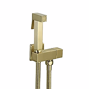 ifgswopq Brushed Gold Handheld Bidet Sprayer for Toilet, Portable Cloth Diaper Sprayer Kit Brass Bidet Sprayer Set Wall Mount Toilet Bidet Sprayer Kit with 1.5M Shower Hose, for Personal Hy