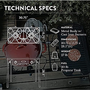 GasOne Two Burner Propane Camp Stove with Cover Outdoor High Pressure Propane Double Burner, Red QCC
