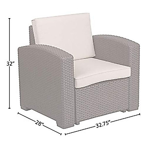 Flash Furniture Chocolate Brown Faux Rattan Chair with All-Weather Beige Cushion