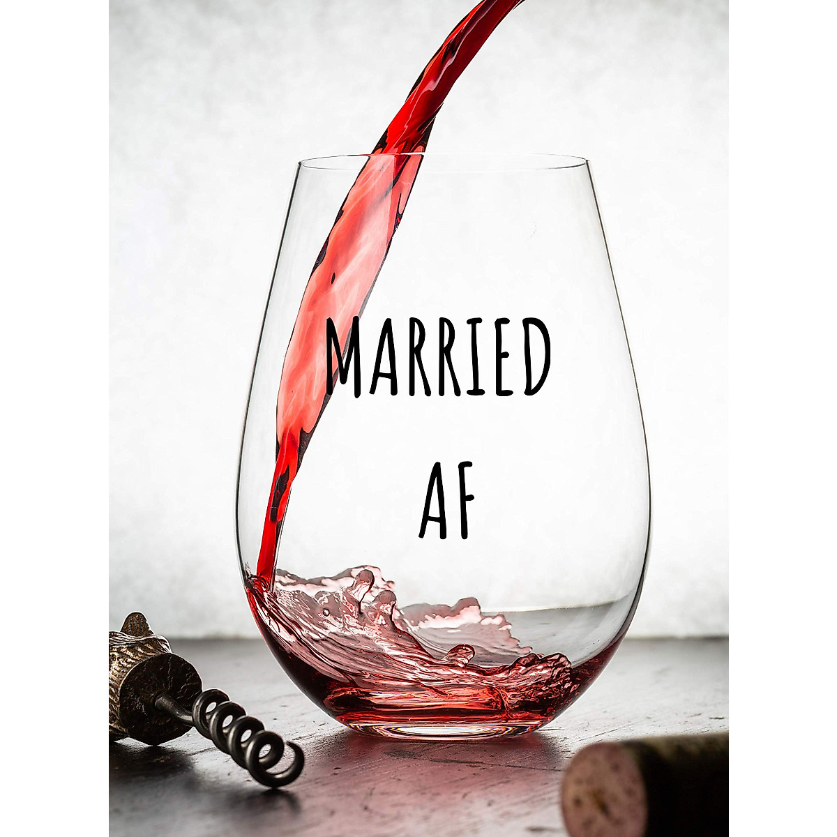 Married AF Wine Glass And Beer Glass Gift Set - Funny Mr And Mrs Wedding Or Engagement Gifts - Great For Couples, Newlyweds, And Anniversaries
