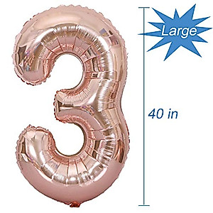 Tellpet Number 30 Balloon for Girl Her Women, 30th Birthday Party Decorations Supplies, Rose Gold, 40 Inch