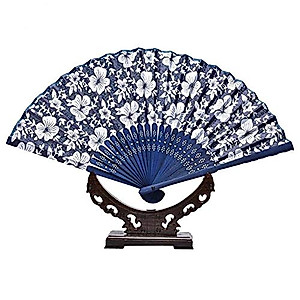 Decorative Folding Fans Folding Fan Handheld Outdoor Dancing Festival Women Gift Folding Fan Flower Prints Cloth Fan Folding Fan Rave Elegant Hand Fans Vintage style