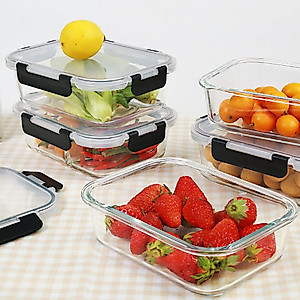 DAS TRUST 3 Pack 36oz Glass Food Storage Containers Meal Prep Containers Reusable Fridge Organizers Lunch Container for Adults Food Storage Containers with Lids Airtight Pizza Salad Storage Container