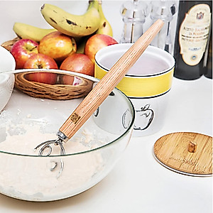 Natluss Original Danish Dough Whisk Dutch Style 13" Stainless Steel Large Wooden Hand Dough Mixer Baking Tool For Bread, Batter, Cake, Pastry, Pancake mixer, Cookie Dough Mixer For Cooking and Baking