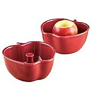 Collections Etc Apple Shaped Dessert Bakers - Set of 2, Great for Entertaining and Seasonal Desserts