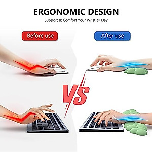 Artiron Cloud Wrist Rest for Computer Keyboard and Mouse Pad with Wrist Rest Set, Ergonomic Memory Foam Cloud Palm Rest, Leather Keyboard Wrist Support with Non-Slip PU Base for Gaming, Home, Green