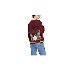 COACH Dempsey Drawstring Backpack In Signature Jacquard Patch And Stripe (IM/Wine Multi)