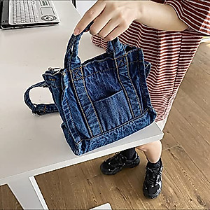 Denim Purse Jean Tote Bags for Women Summer Beach Bag Boho Hobo Hippie Crossbody Handbags for Teen Girls Women (Navy)