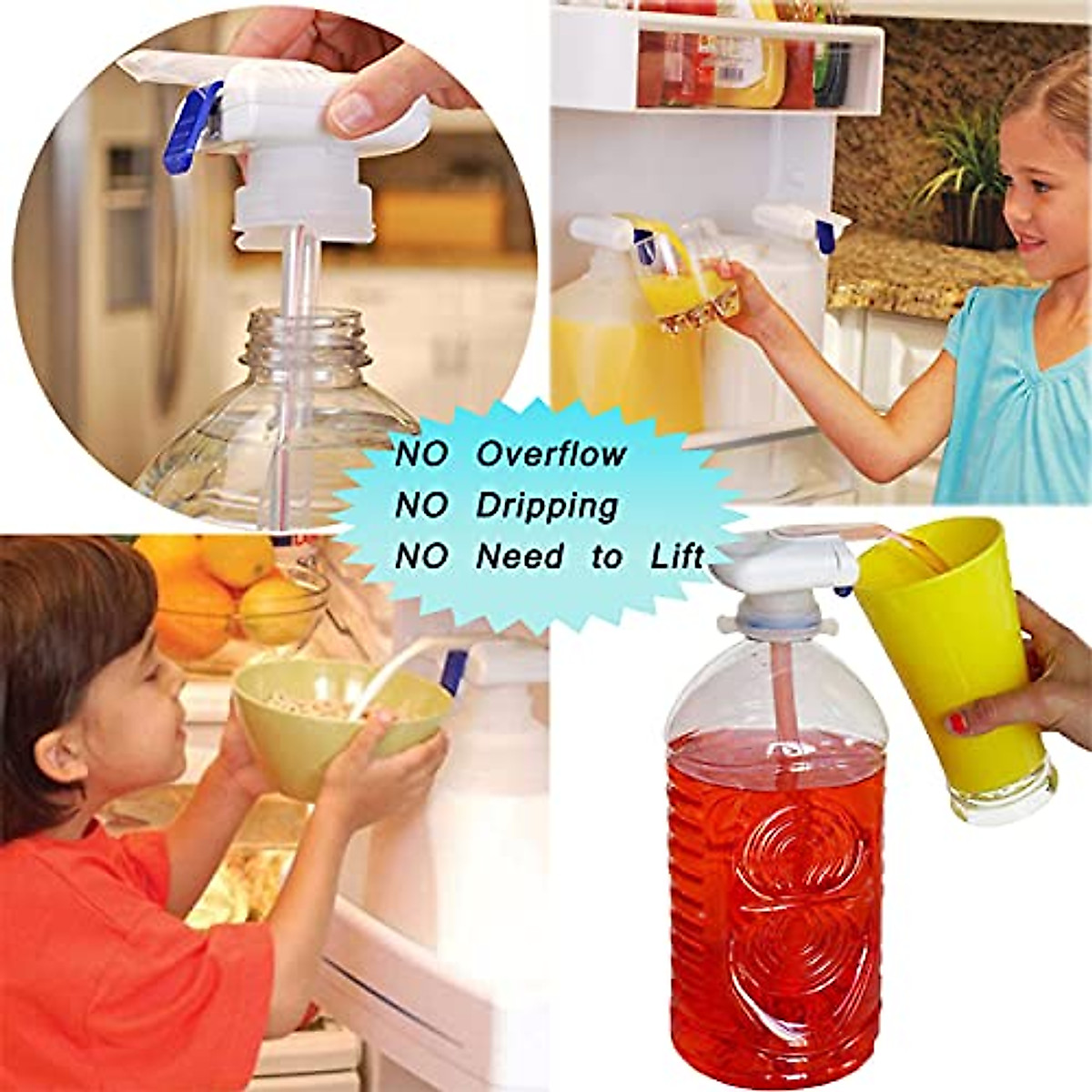 2 Pack Milk Dispenser for Fridge Gallon,Automatic Drink Dispenser,Drink Dispenser,Electric Tap,One-Handed Operation,Can Prevent Milk and Beer From Overflowing,Suitable for Outdoor and Home Kitchens